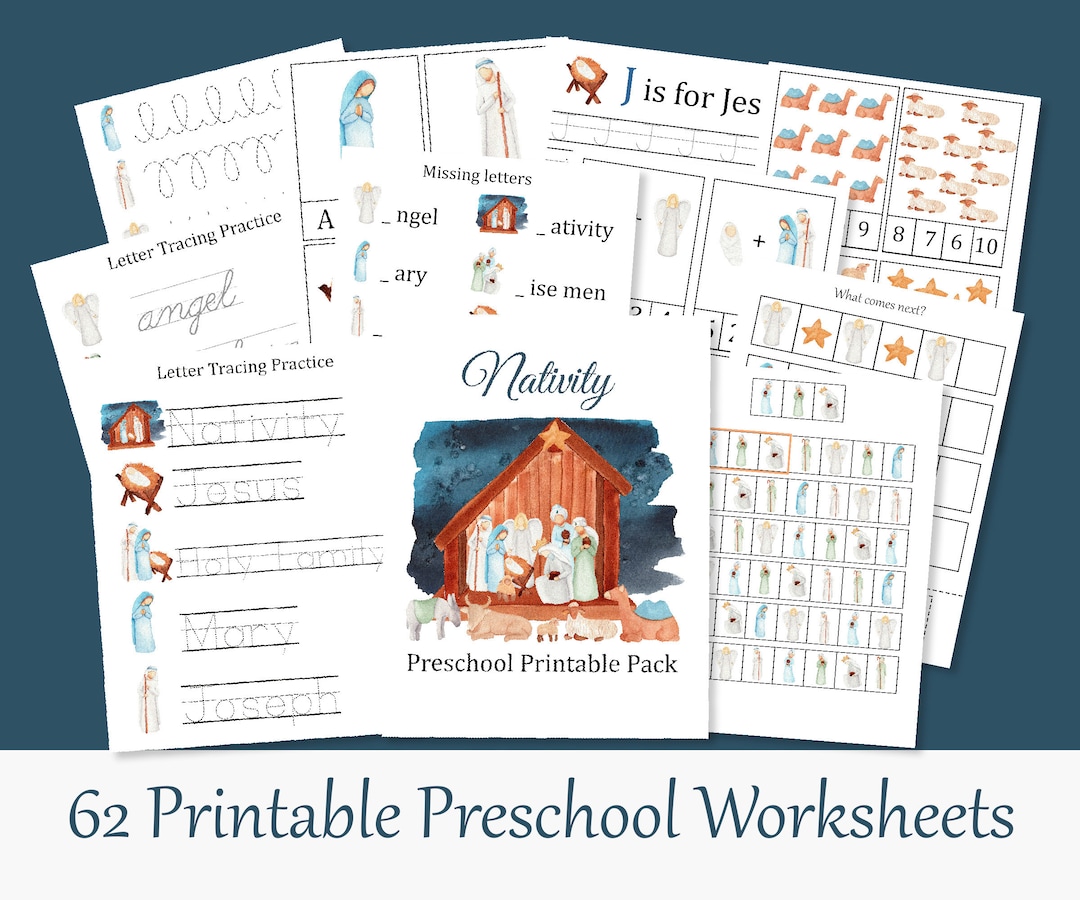 Nativity Preschool Learning Pack, Christmas Worksheets - Etsy
