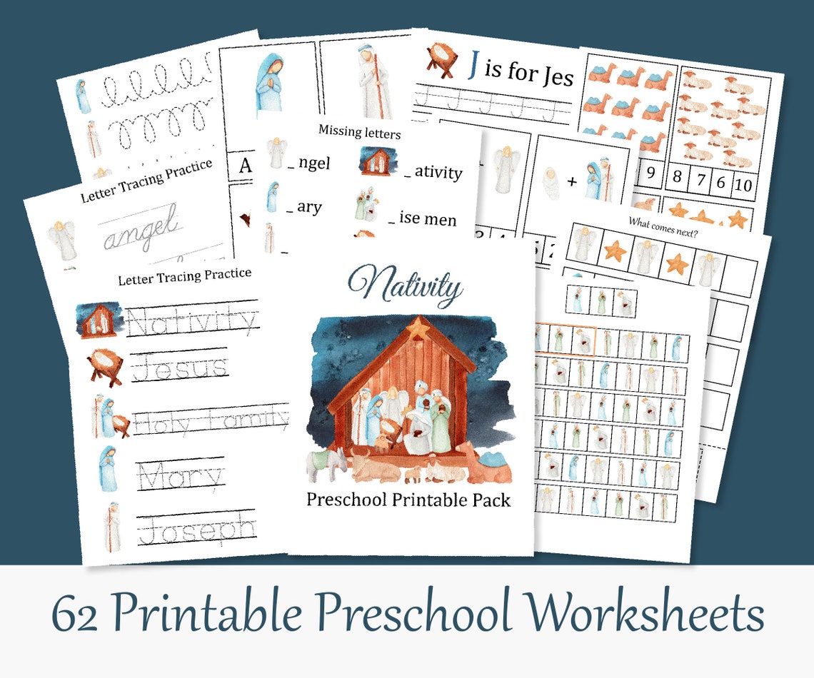 Nativity Preschool Learning Pack, Christmas Worksheets - Etsy
