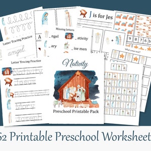 Nativity Preschool Learning Pack, Christmas Worksheets - Etsy