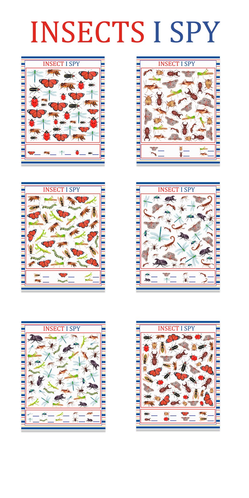 I Spy Insects, Bugs and Beetles Summer Printable Game for Kids ...