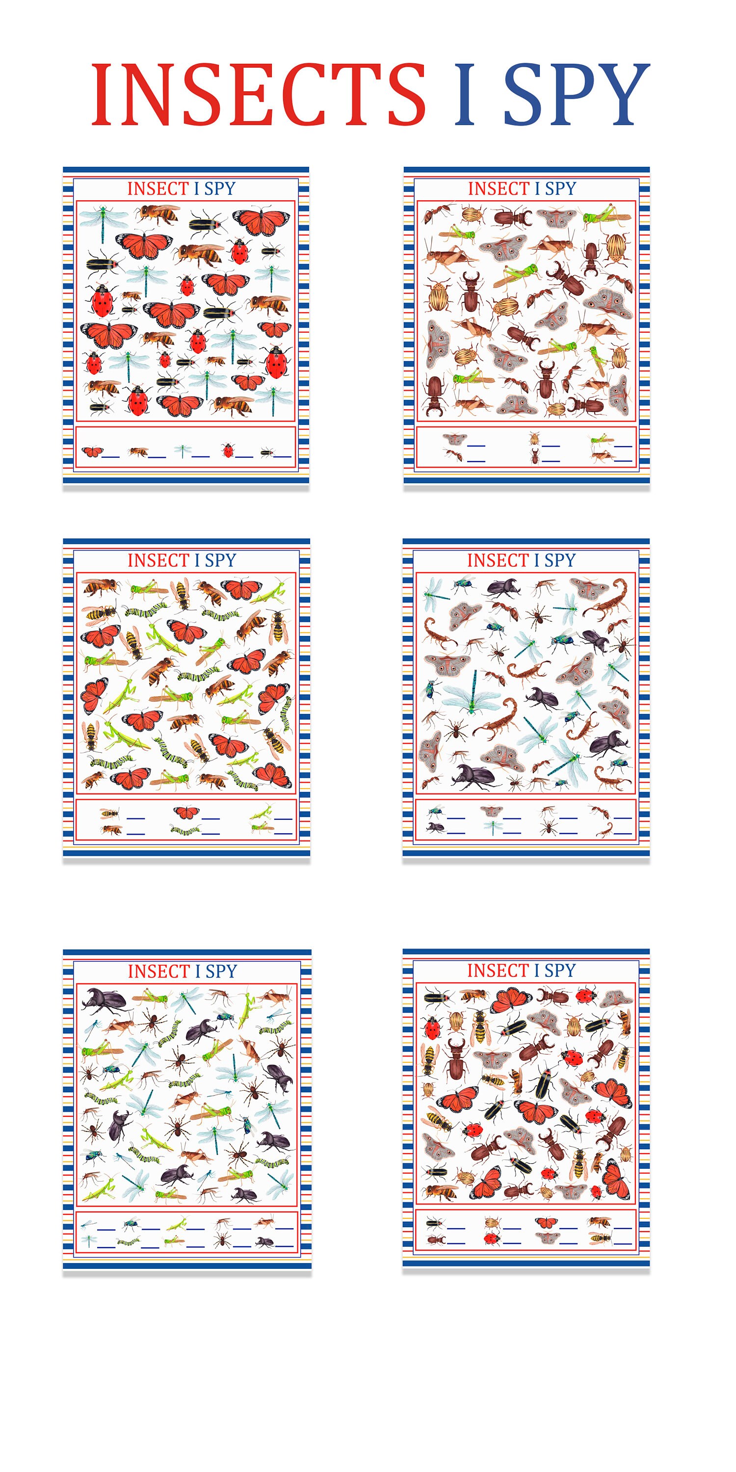 I Spy Insects, Bugs and Beetles Summer Printable Game for Kids ...