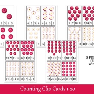 Apples Count and Clip Cards, Number 1 - 20, Flashcards, Fall Activity ...