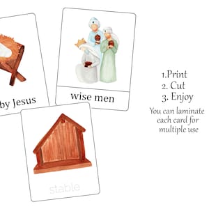 Nativity Christmas Flash Cards, Montessori Three Part Cards ...