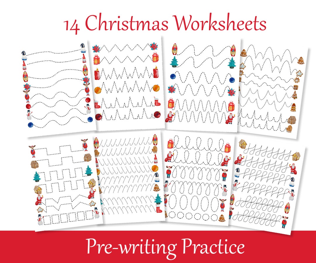 Handwriting Practice Preschool Worksheets, Christmas Tracing Printables ...
