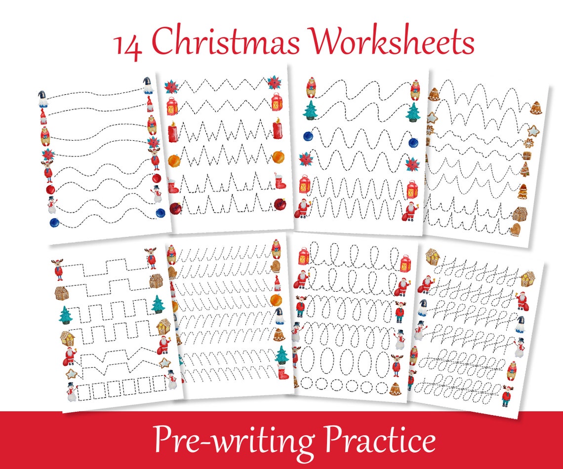 Handwriting Practice Preschool Worksheets, Christmas Tracing Printables ...