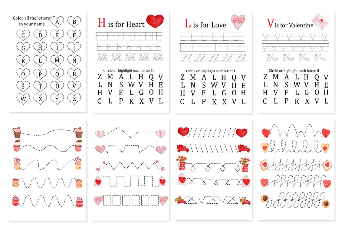 Valentine Preschool Learning Pack Worksheets Montessori - Etsy