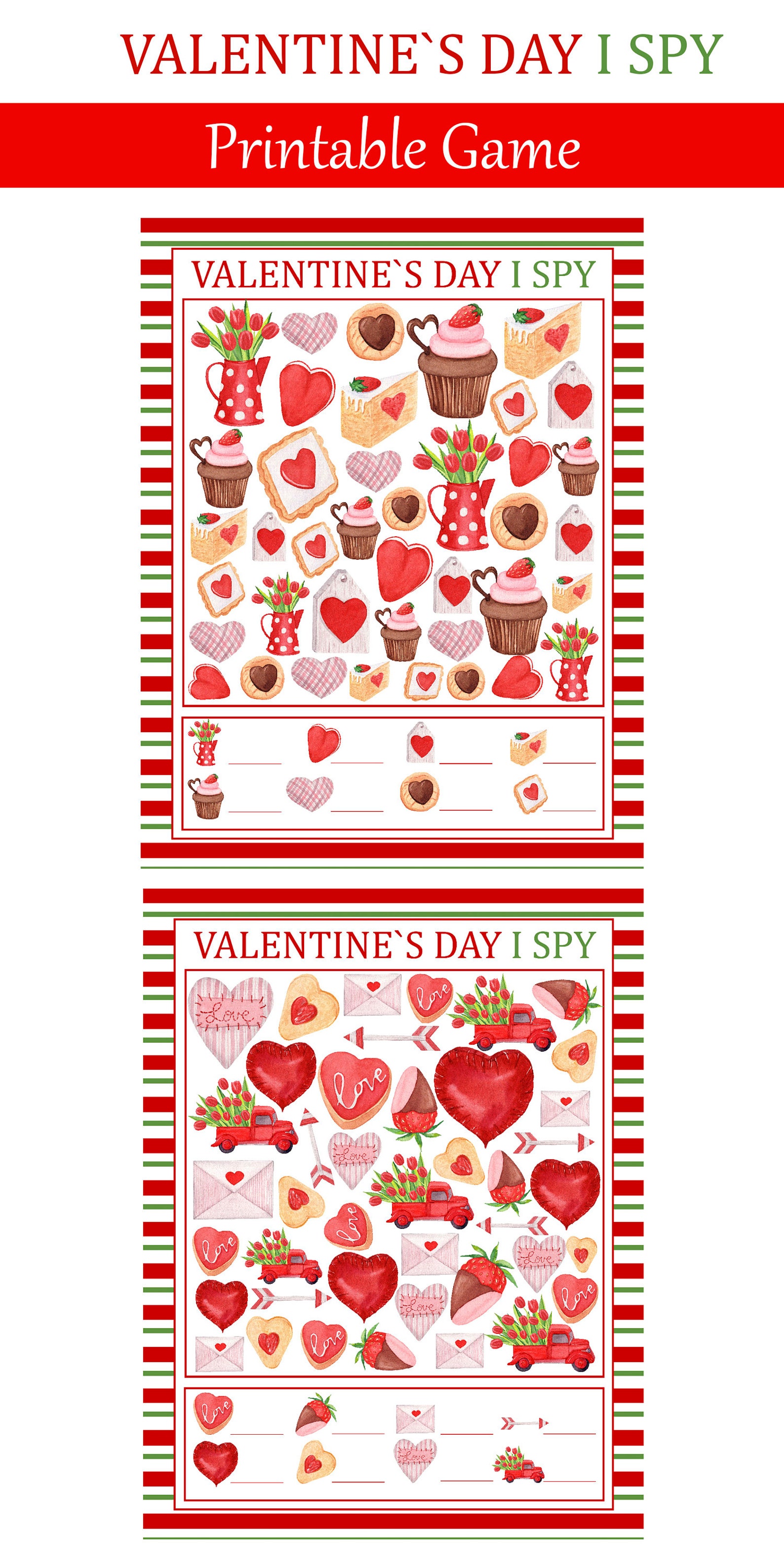 I Spy Valentines Day, Printable Game for Kids, Preschool Activity ...
