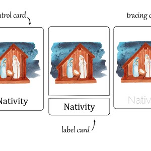 Nativity Christmas Flash Cards, Montessori Three Part Cards ...