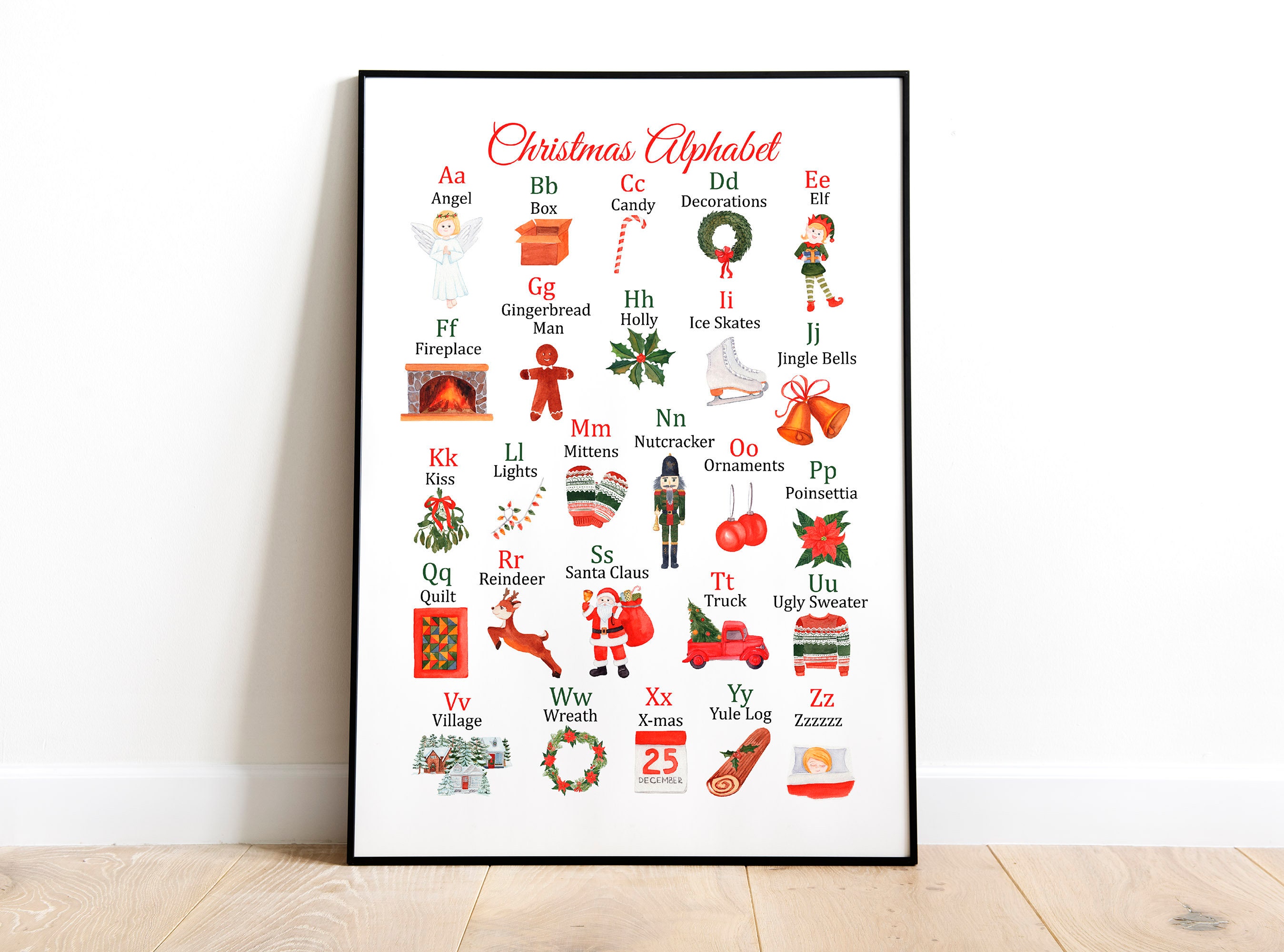 Christmas Alphabet Montessori Poster, Educational Poster, ABC Christmas ...