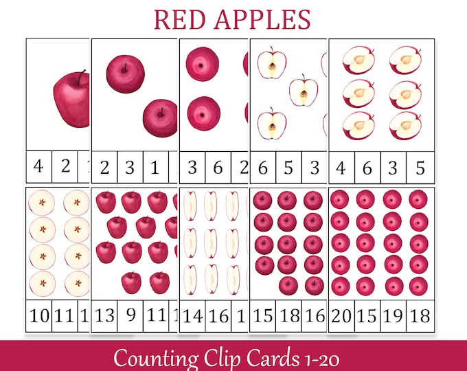 Apples Count and Clip Cards| Printable Digital Download| Montessori ...