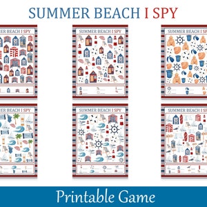 I Spy Summer Ocean Beach Printable Game for Kids, Preschool Party ...
