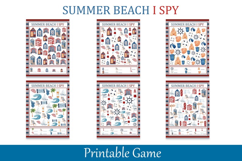I Spy Summer Ocean Beach Printable Game for Kids, Preschool Party ...