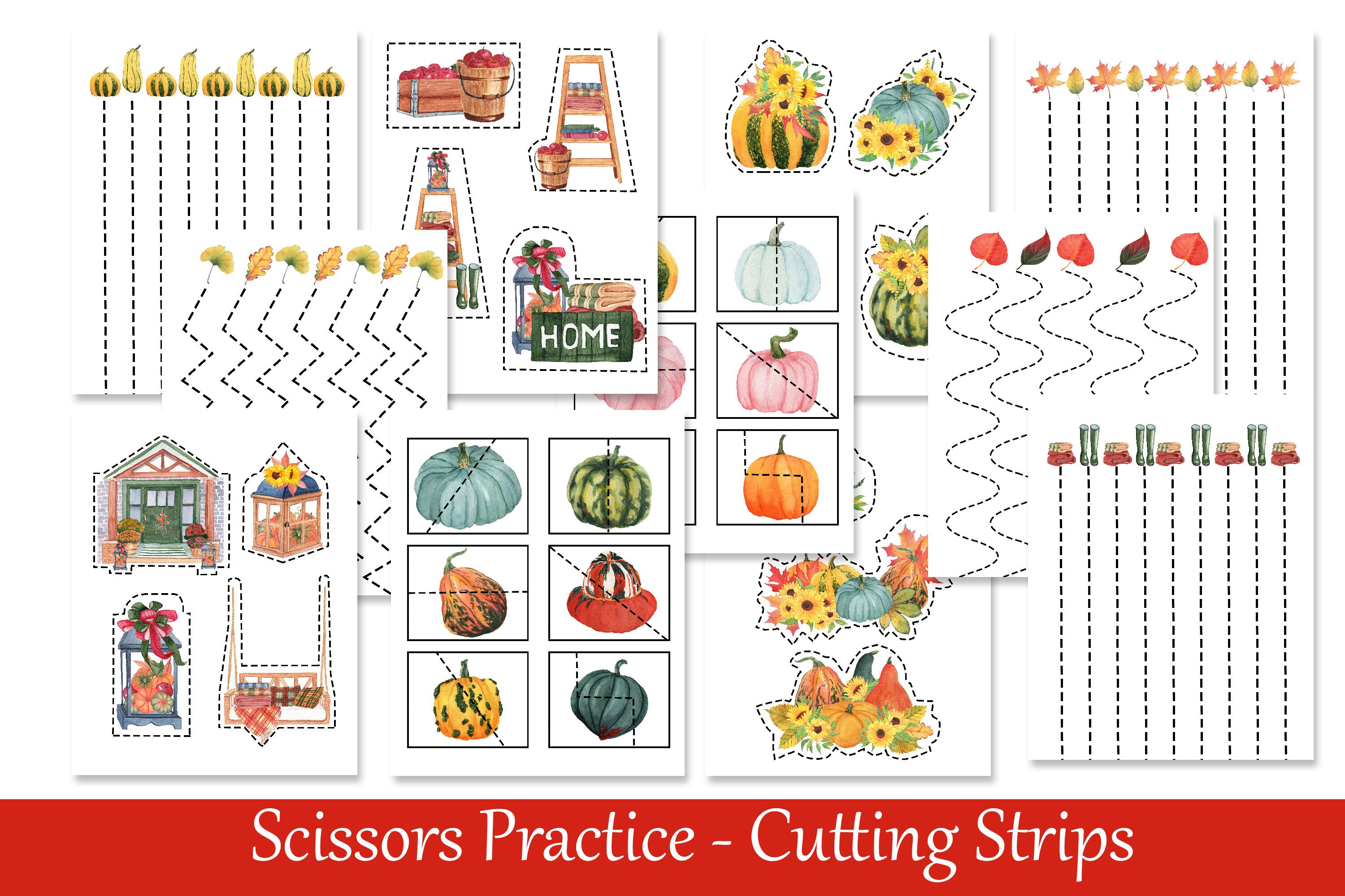 Autumn Scissors Cutting Practice, Cutting Strips for Fine Motor Skills ...