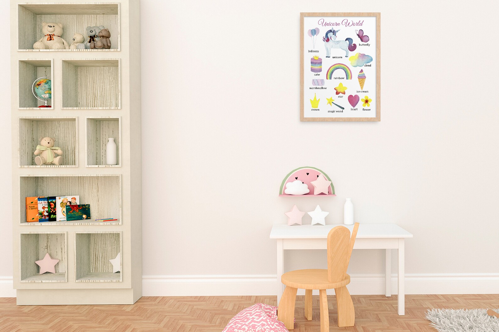 Unicorn World Montessori Poster, Educational Poster, Fairy Kids Room ...