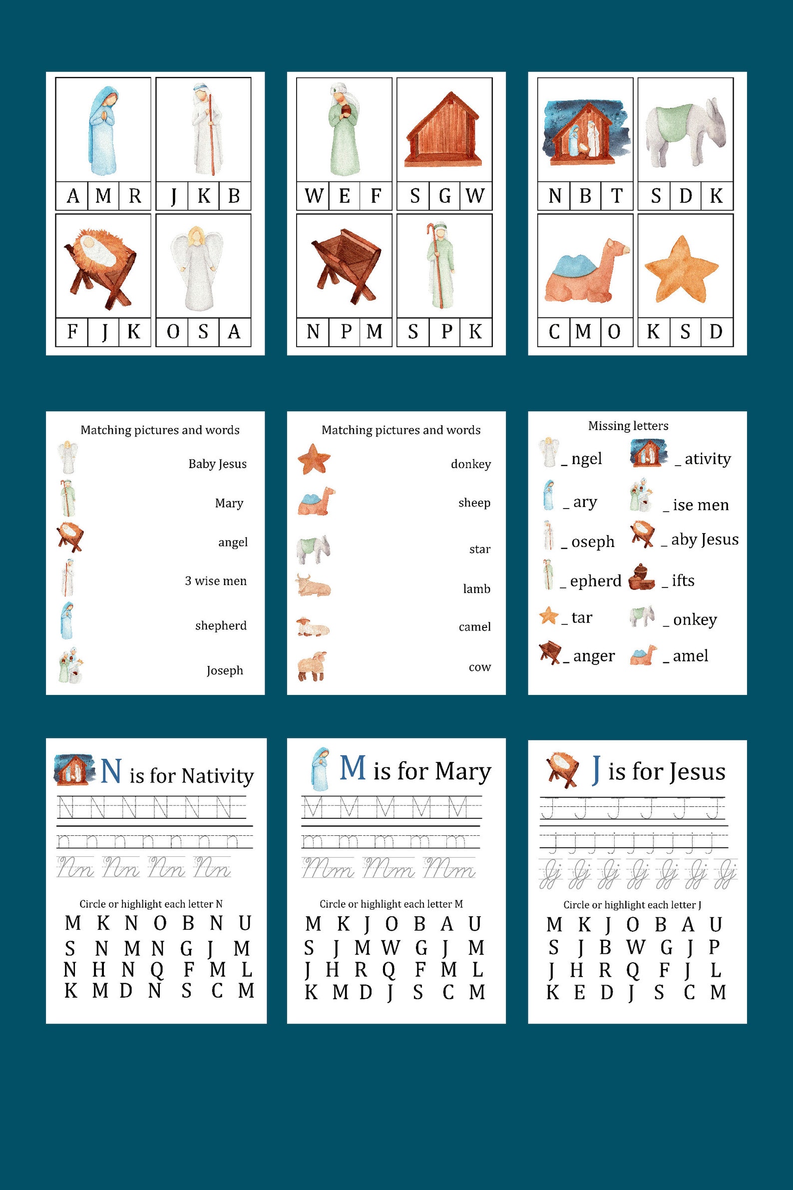 Nativity Preschool Learning Pack, Christmas Worksheets - Etsy