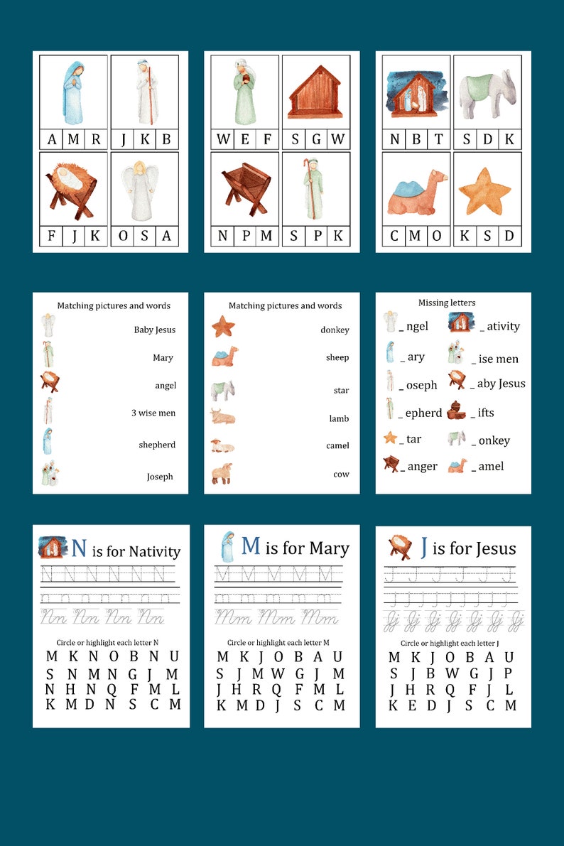 Nativity Preschool Learning Pack, Christmas Worksheets - Etsy