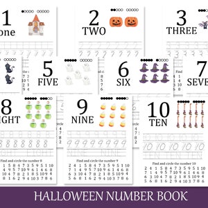Halloween Number Book, Numbers Writing Practice, Halloween Tracing ...