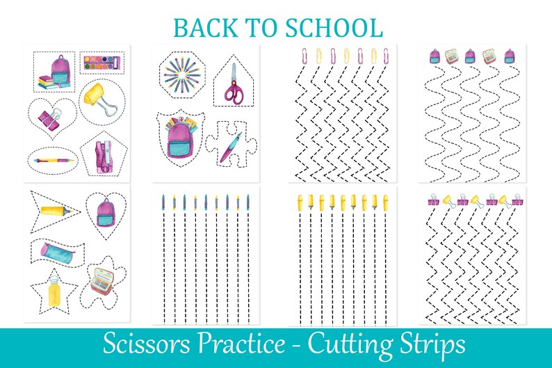 Scissors Cutting Practice Back to School, Cutting Strips for Fine Motor ...