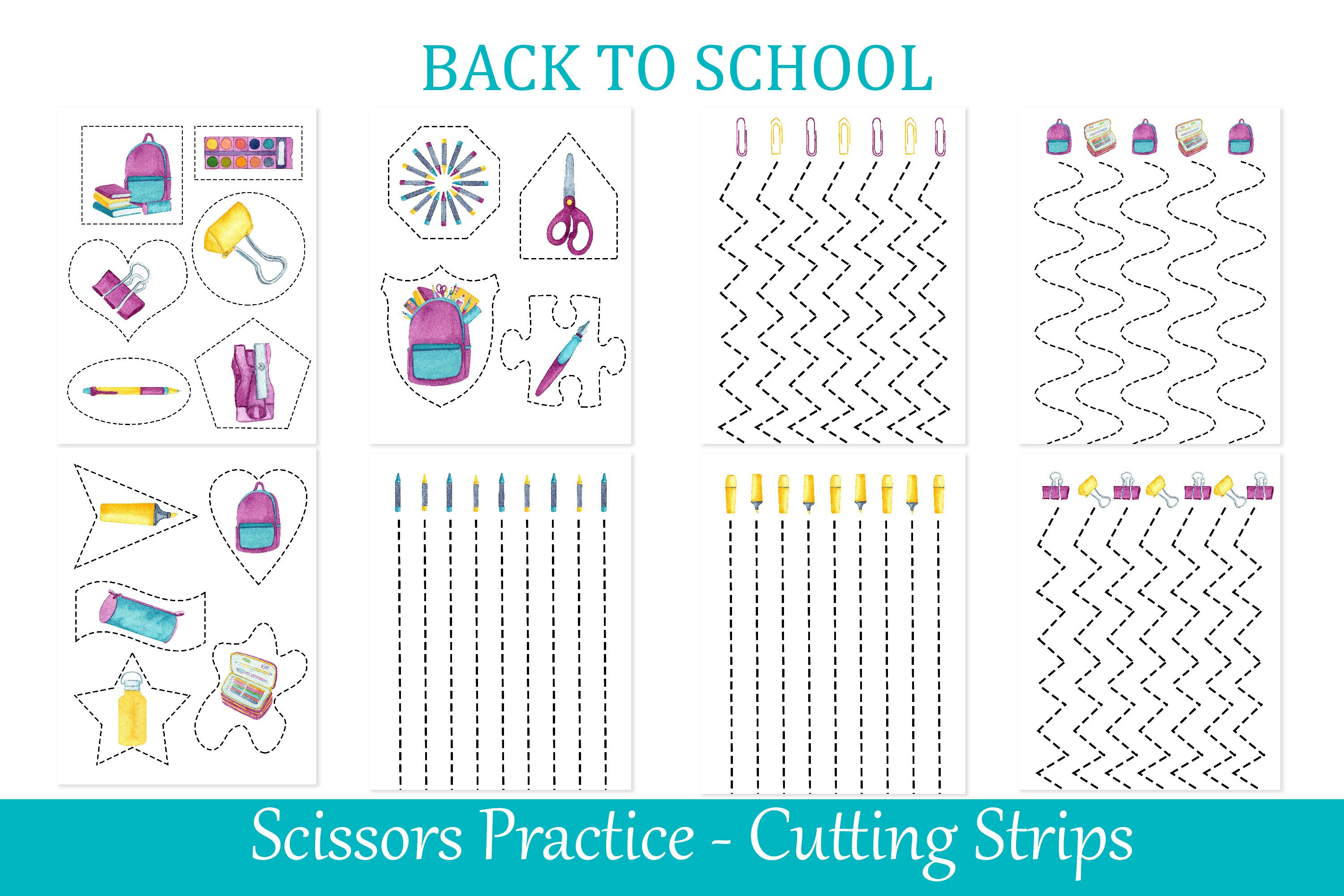 Scissors Cutting Practice Back to School, Cutting Strips for Fine Motor ...