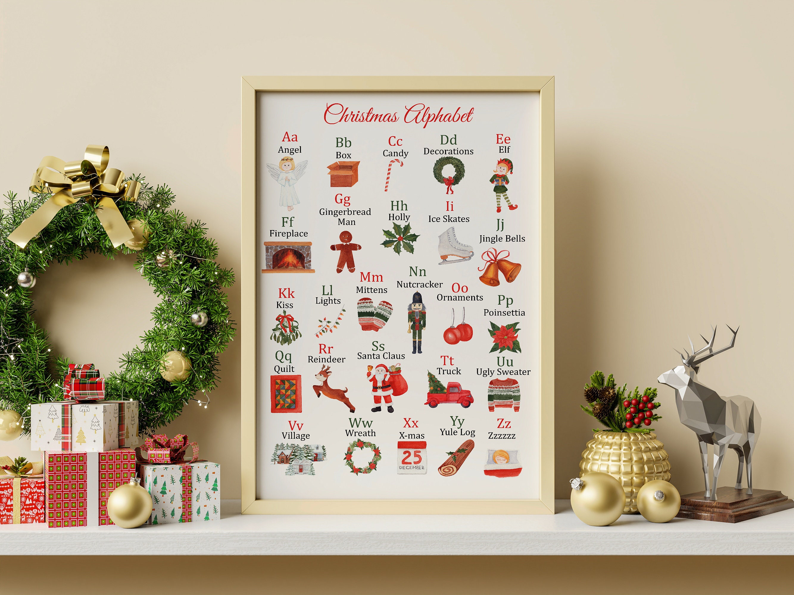 Christmas Alphabet Montessori Poster, Educational Poster, ABC Christmas ...
