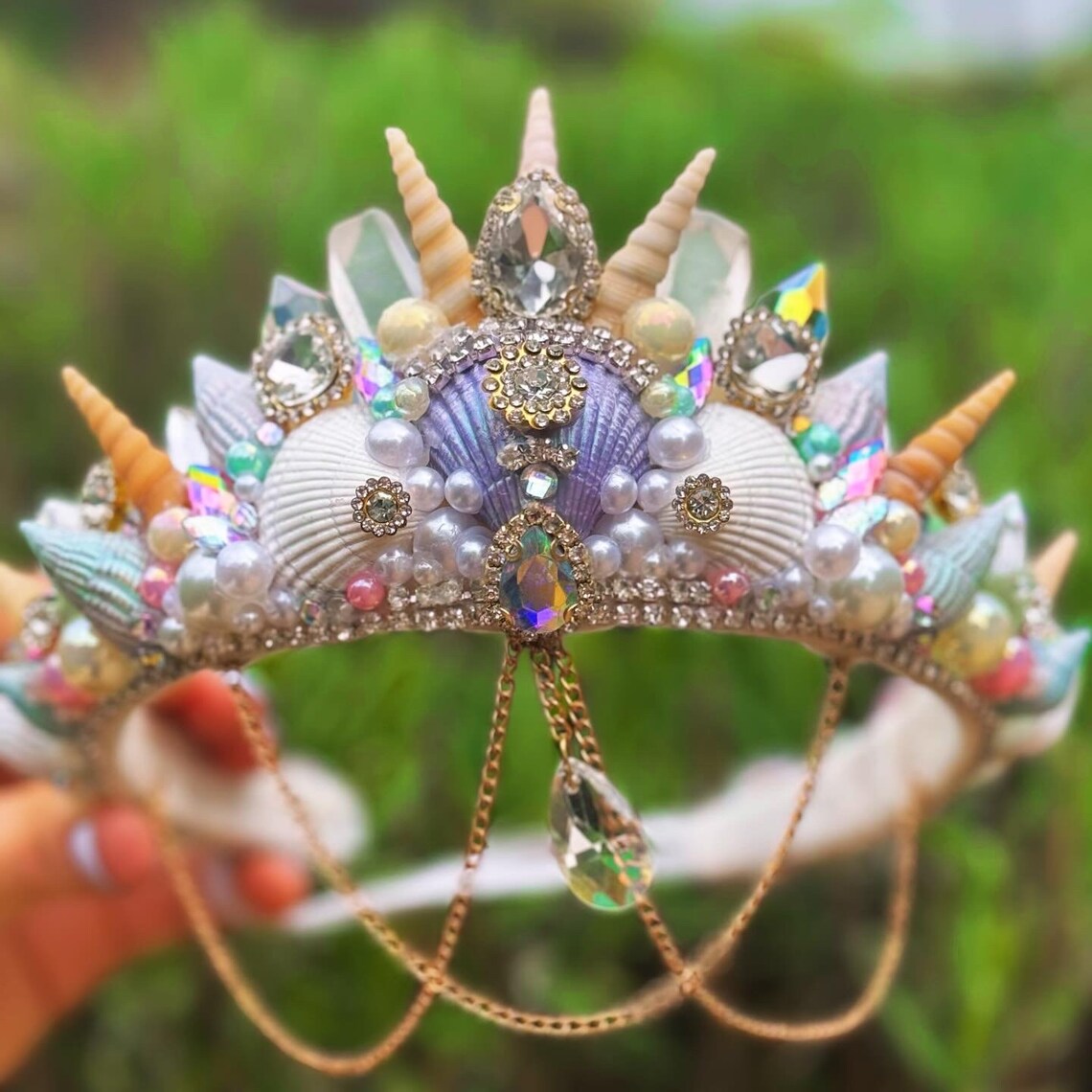 Seaglass Mermaid Crown – Boho Bridal Headpiece With Quartz & Crystals ...