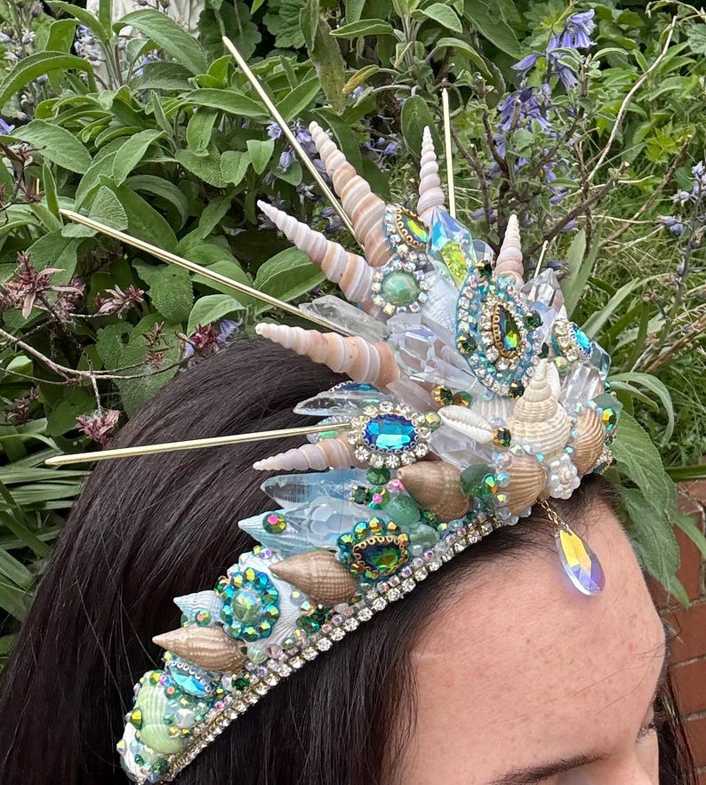 Marina Mermaid Crown: Seashell, Crystal & Seaglass Tiara - Etsy