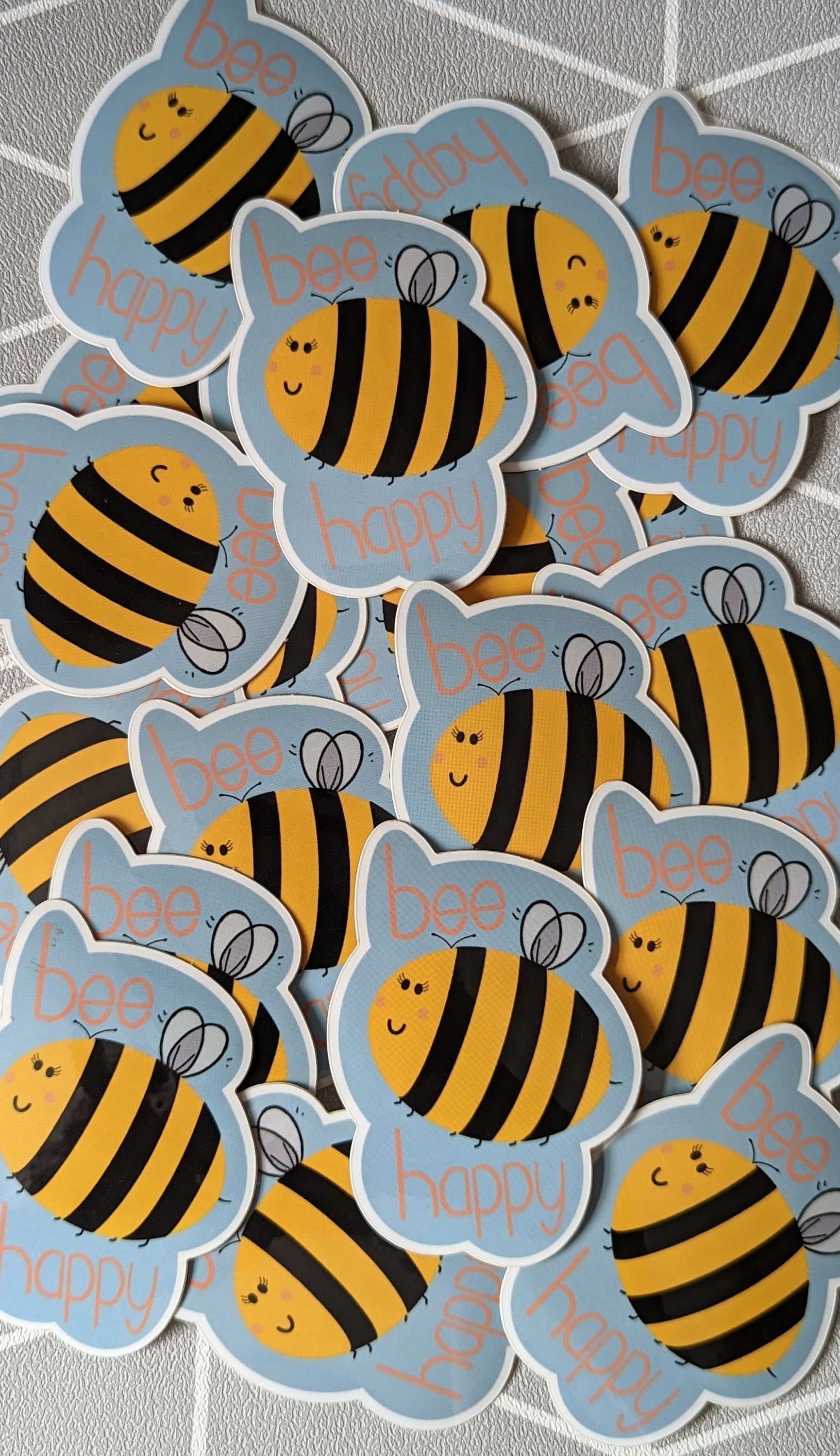 Bee Happy / Glossy Vinyl Sticker - Etsy