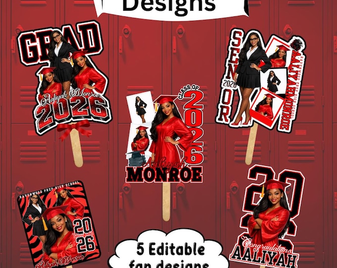 Editable Graduation Fan Templates | Class of 2026 Canva Bundle (digital ...