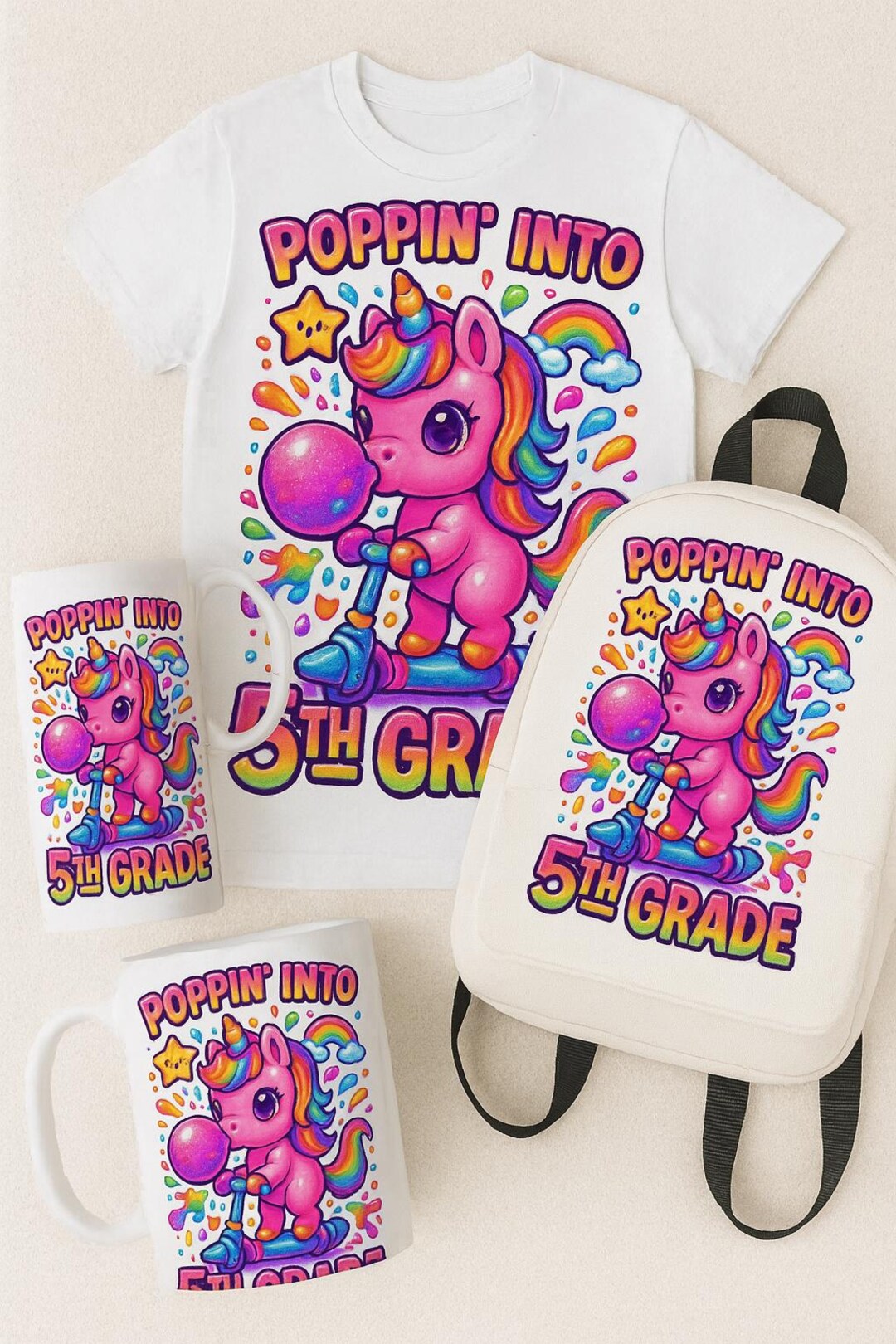 Poppin' Into Grade Digital Bundle – Unicorn Pngs for Pre-k to 8th Grade ...