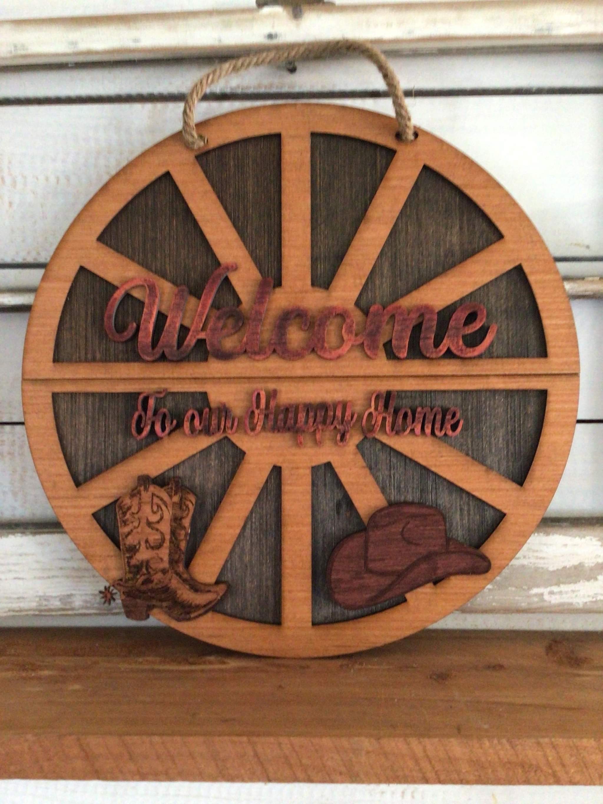 Western Round, 18 In, Wagon Wheel, 3 Layers, GF and Larger Cut Files ...