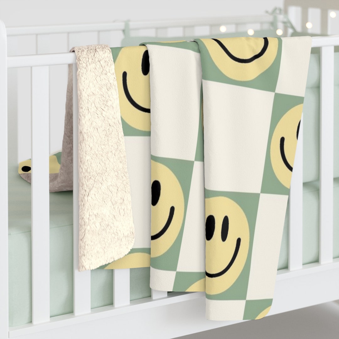 Smiley Face Pattern Sherpa Fleece Throw Blanket - Etsy