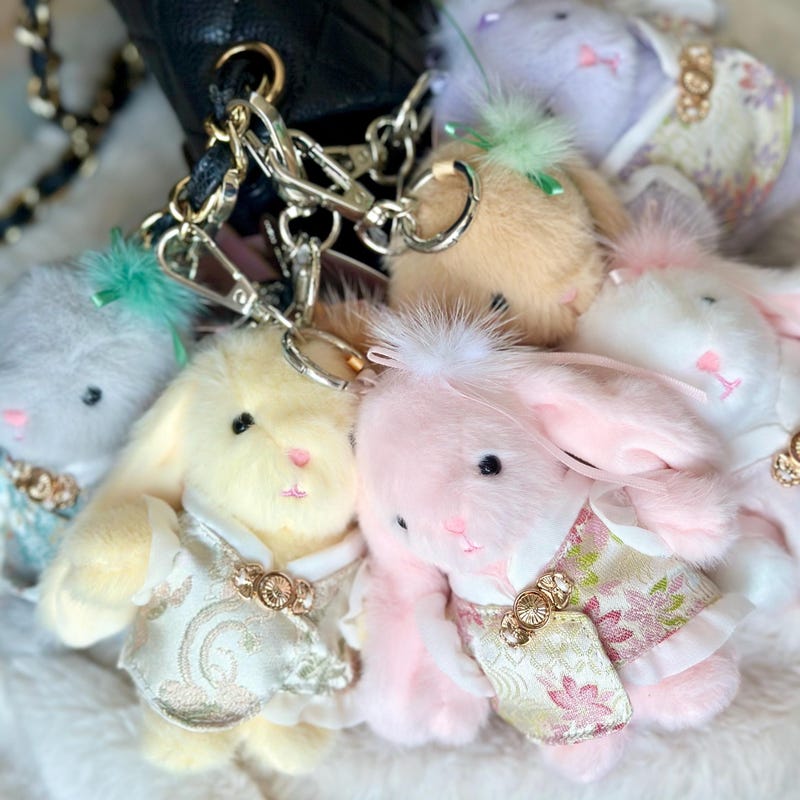 Fluffy Bunny Keychain - Etsy