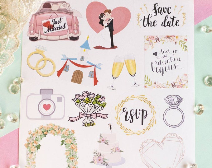 Wedding Stickers Wedding Sticker Sheet Sticker Sheet Glossy Stickers ...