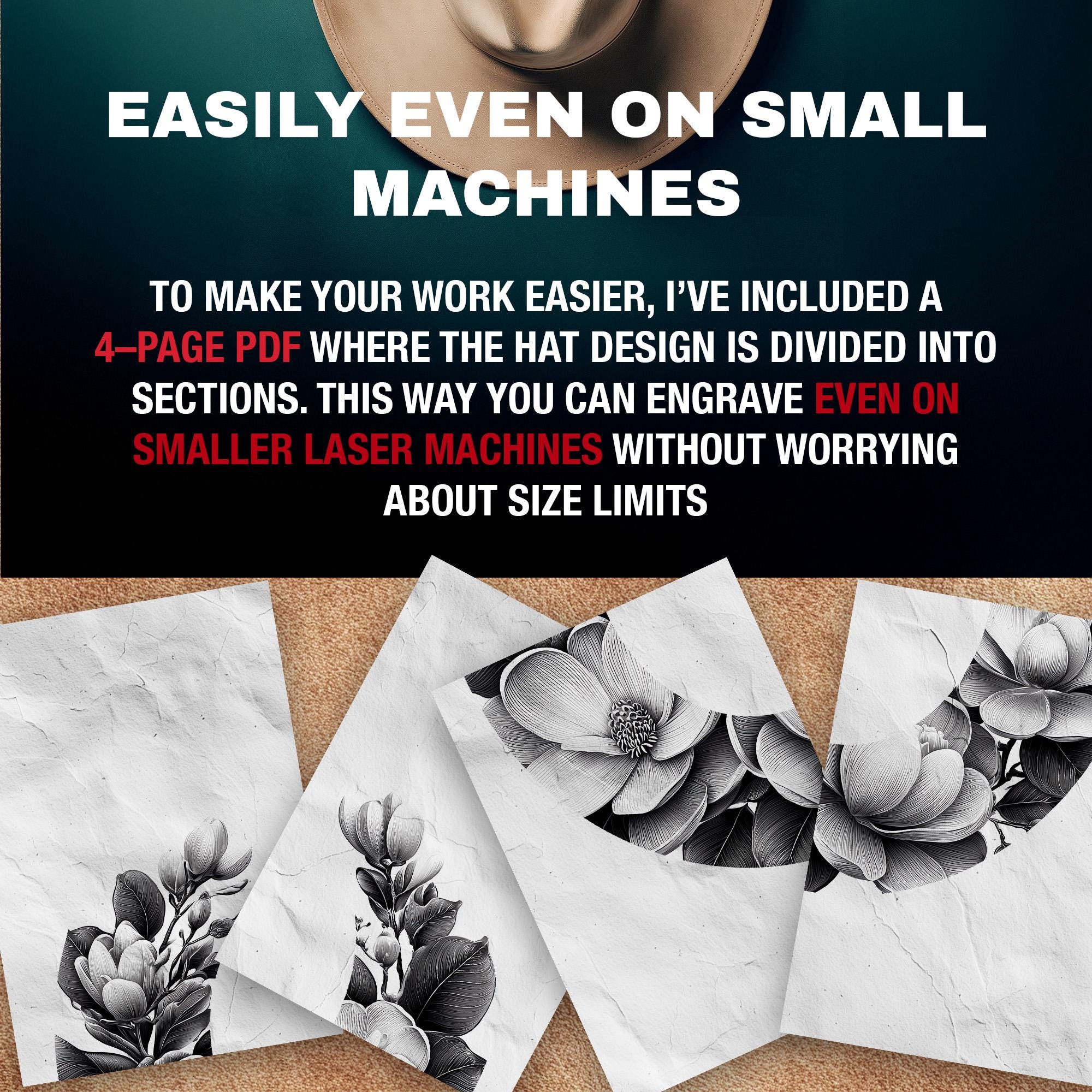 Magnolias Laser Engraving Design Digital Download - Floral Hat Burning ...