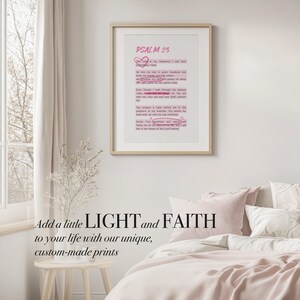 Pink Psalm 23 Modern Wall Art Instant Download for Christian Girly Gift ...