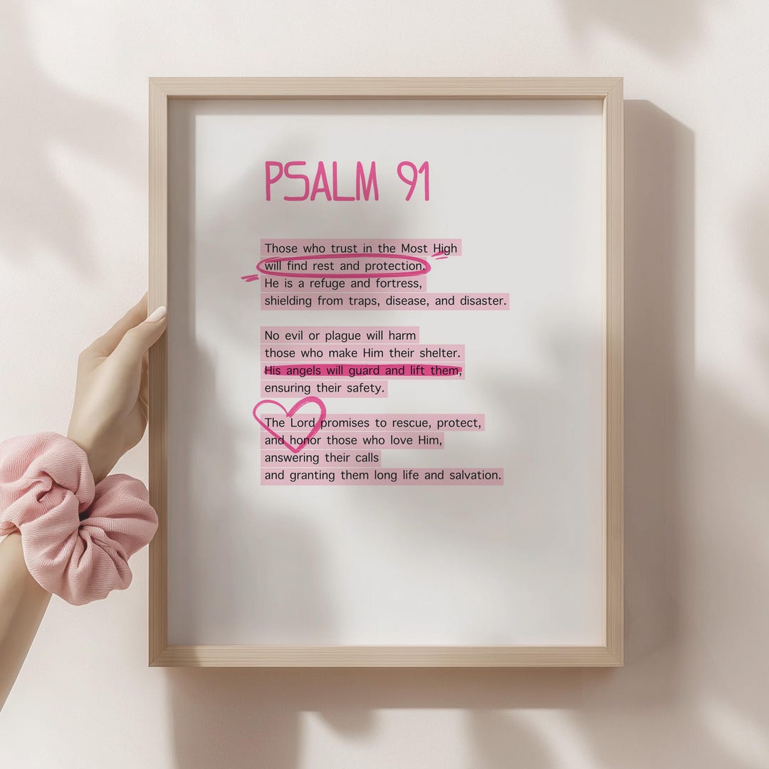Pink Psalm 91 Modern Wall Art Instant Download for Christian Girly Gift ...