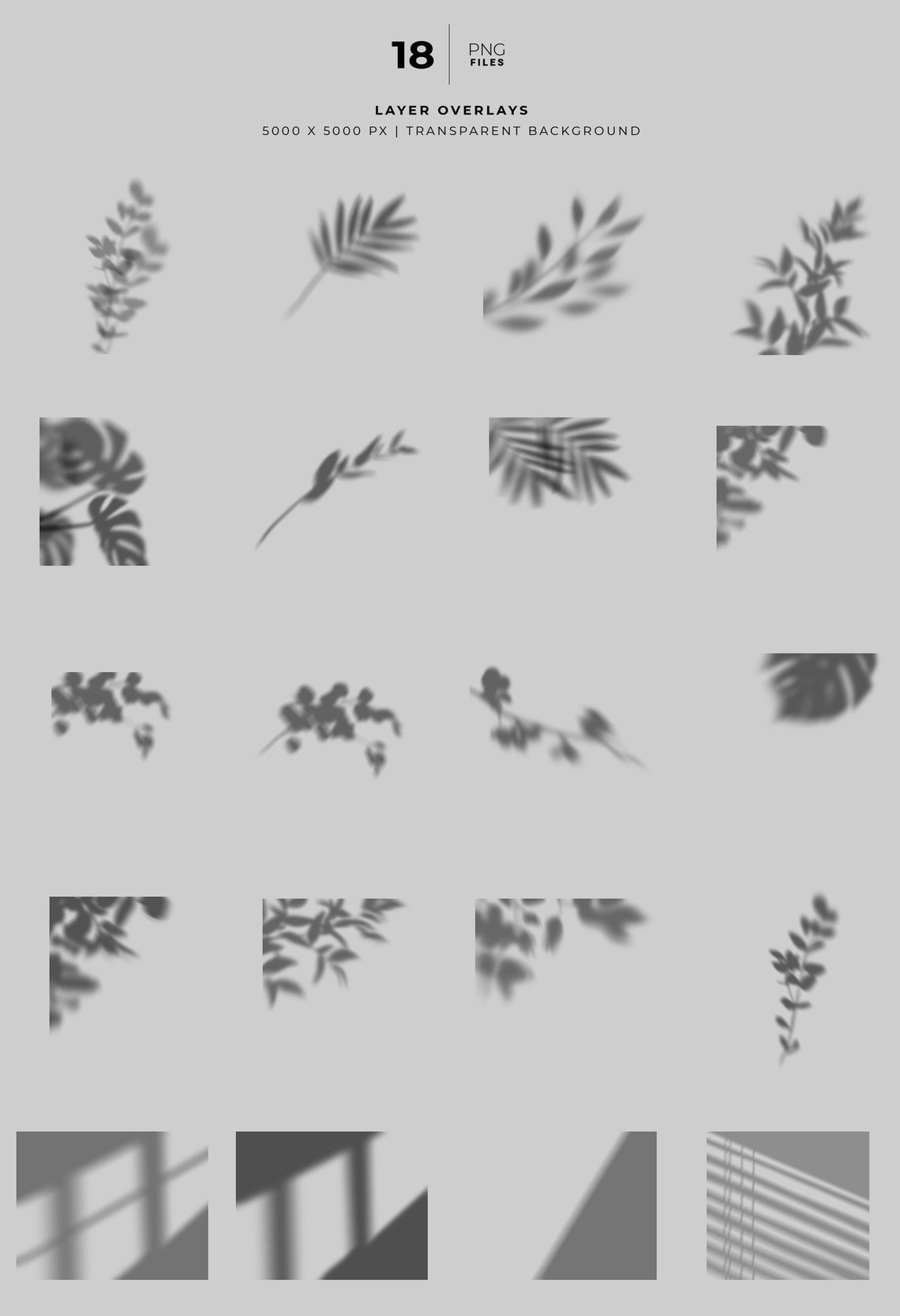Plant Shadow Overlay Textures Photoshop for Delicate Mockup, Magic ...