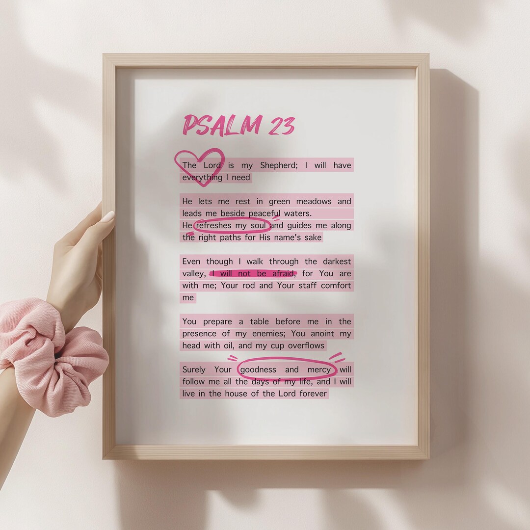 Pink Psalm 23 Modern Wall Art Instant Download for Christian Girly Gift ...