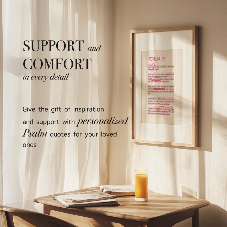 Pink Psalm 23 Modern Wall Art Instant Download for Christian Girly Gift ...