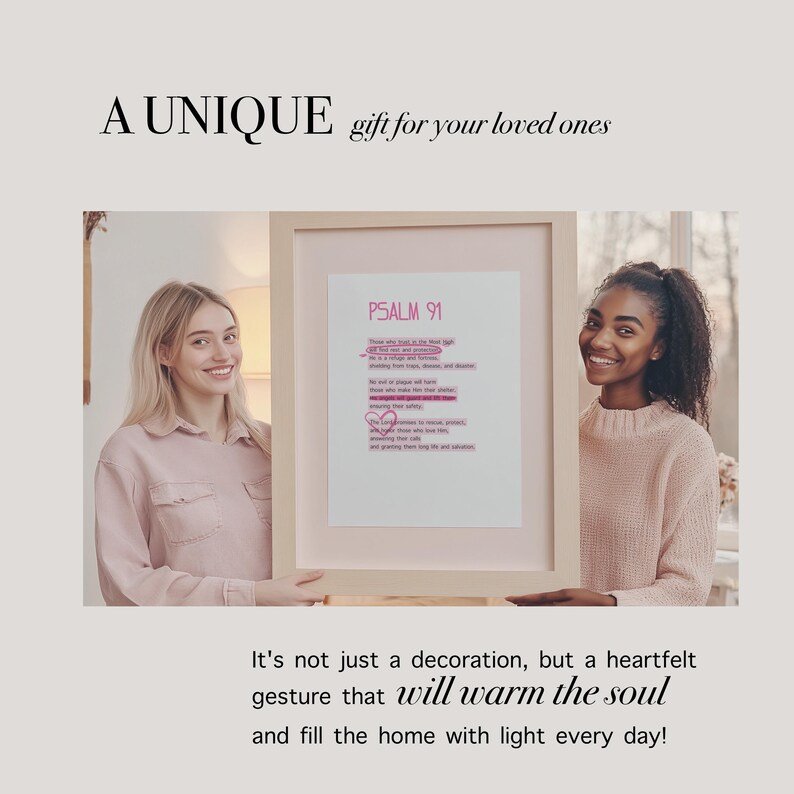 Pink Psalm 91 Modern Wall Art Instant Download for Christian Girly Gift ...