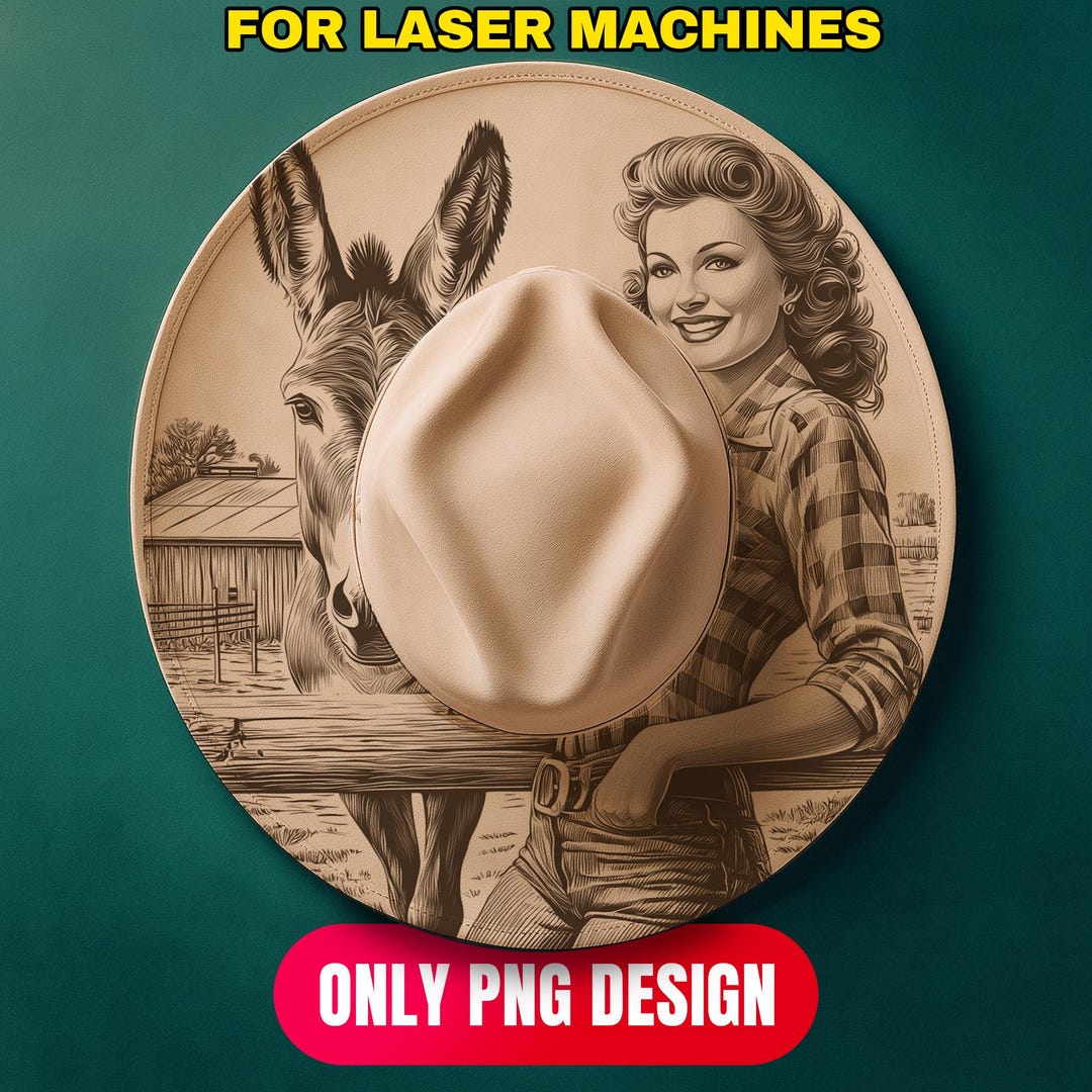Cowgirl and Donkey Hat Burning Design Digital Download - Rancho Laser ...