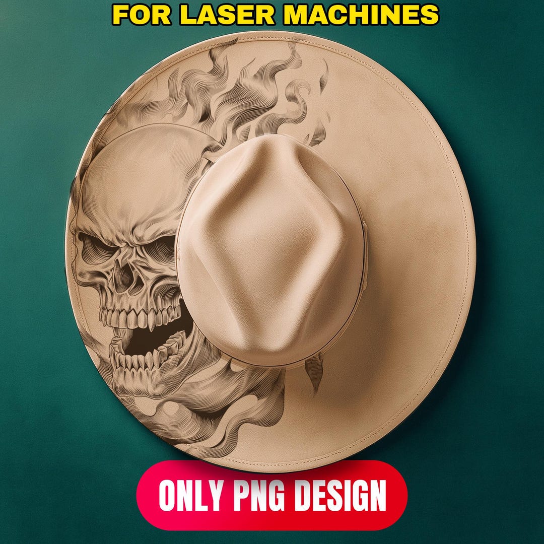 Flaming Skull Hat Burning Design Digital Download - Biker Laser ...