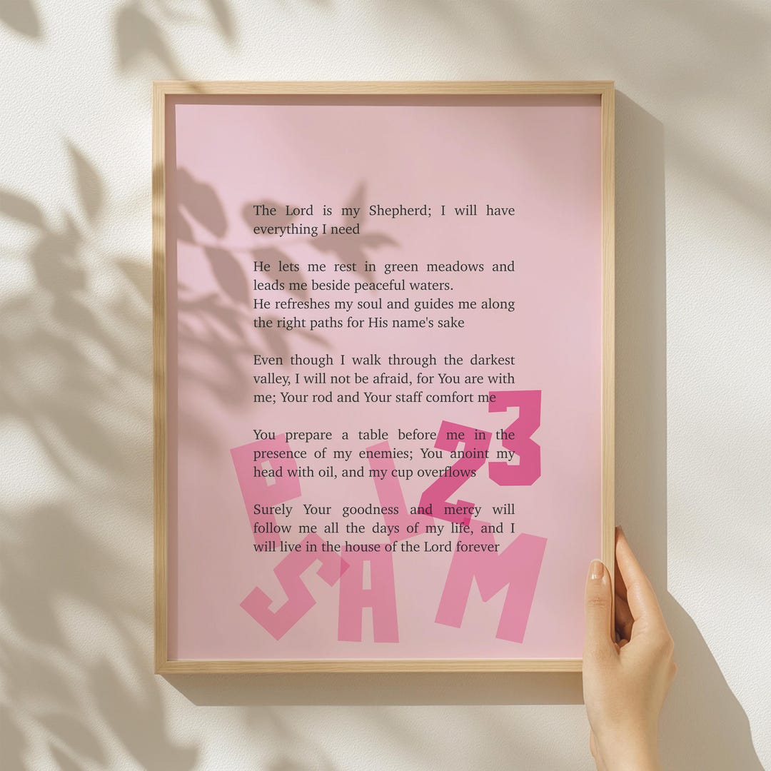 Pink Psalm 23 Modern Wall Art Instant Download for Christian Girly Gift ...