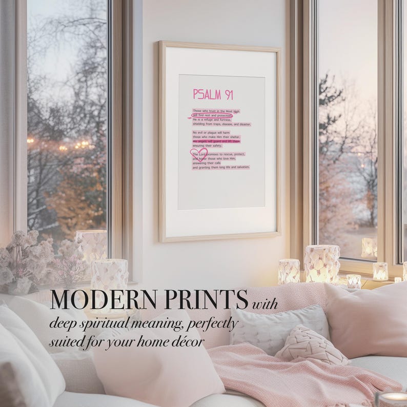 Pink Psalm 91 Modern Wall Art Instant Download for Christian Girly Gift ...