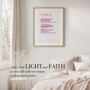 Pink Psalm 91 Modern Wall Art Instant Download for Christian Girly Gift ...