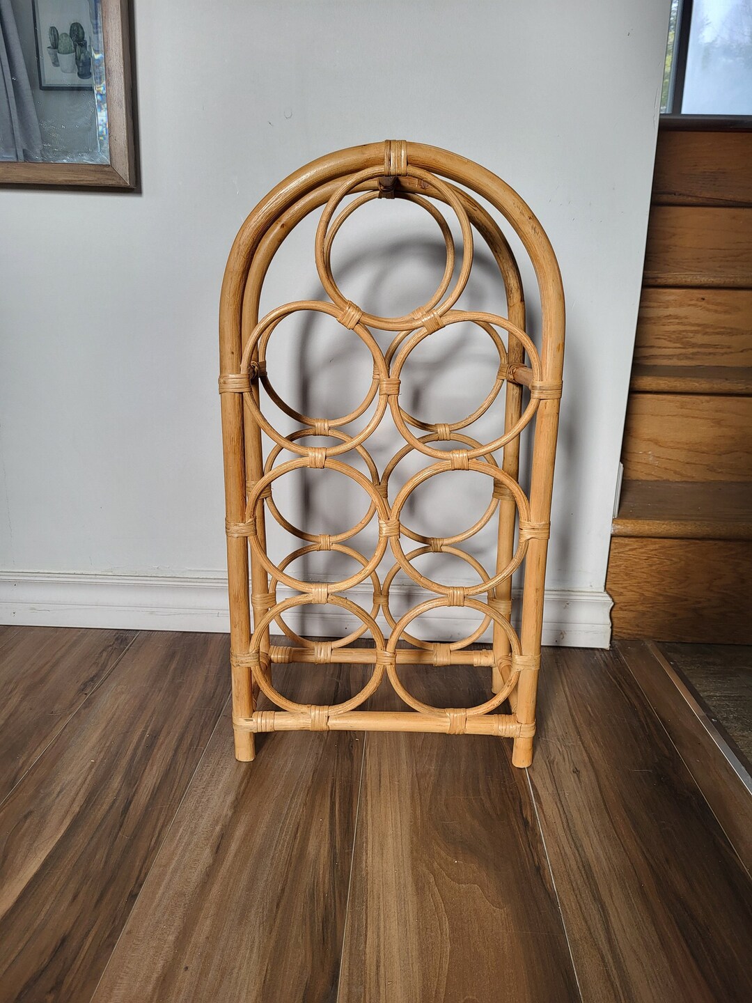 Vintage Rattan Wine Rack Wicker - Etsy
