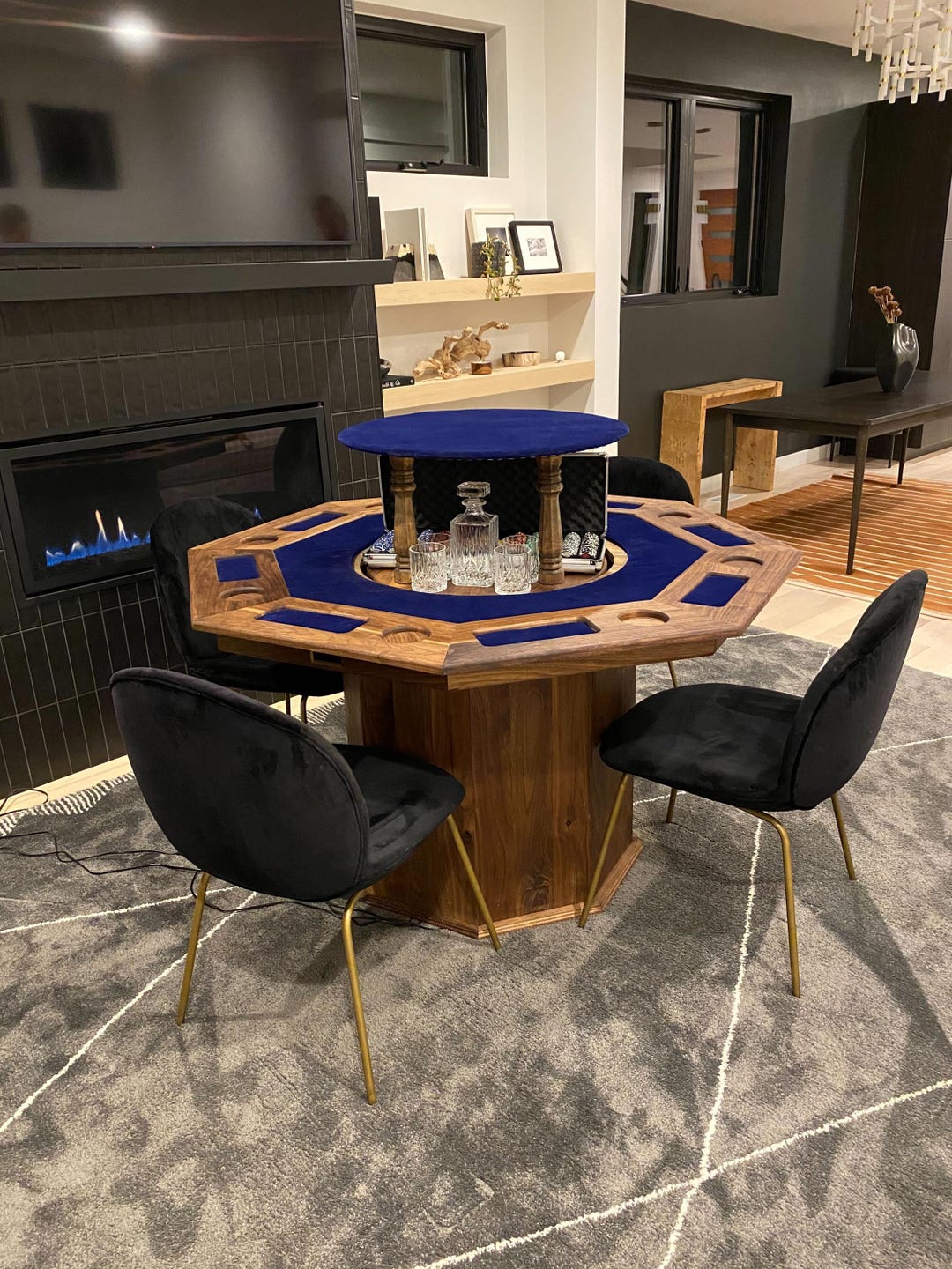 The Ultimate Poker Experience: Custom Walnut Poker Table With Rising ...