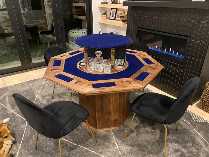 The Ultimate Poker Experience: Custom Walnut Poker Table With Rising ...