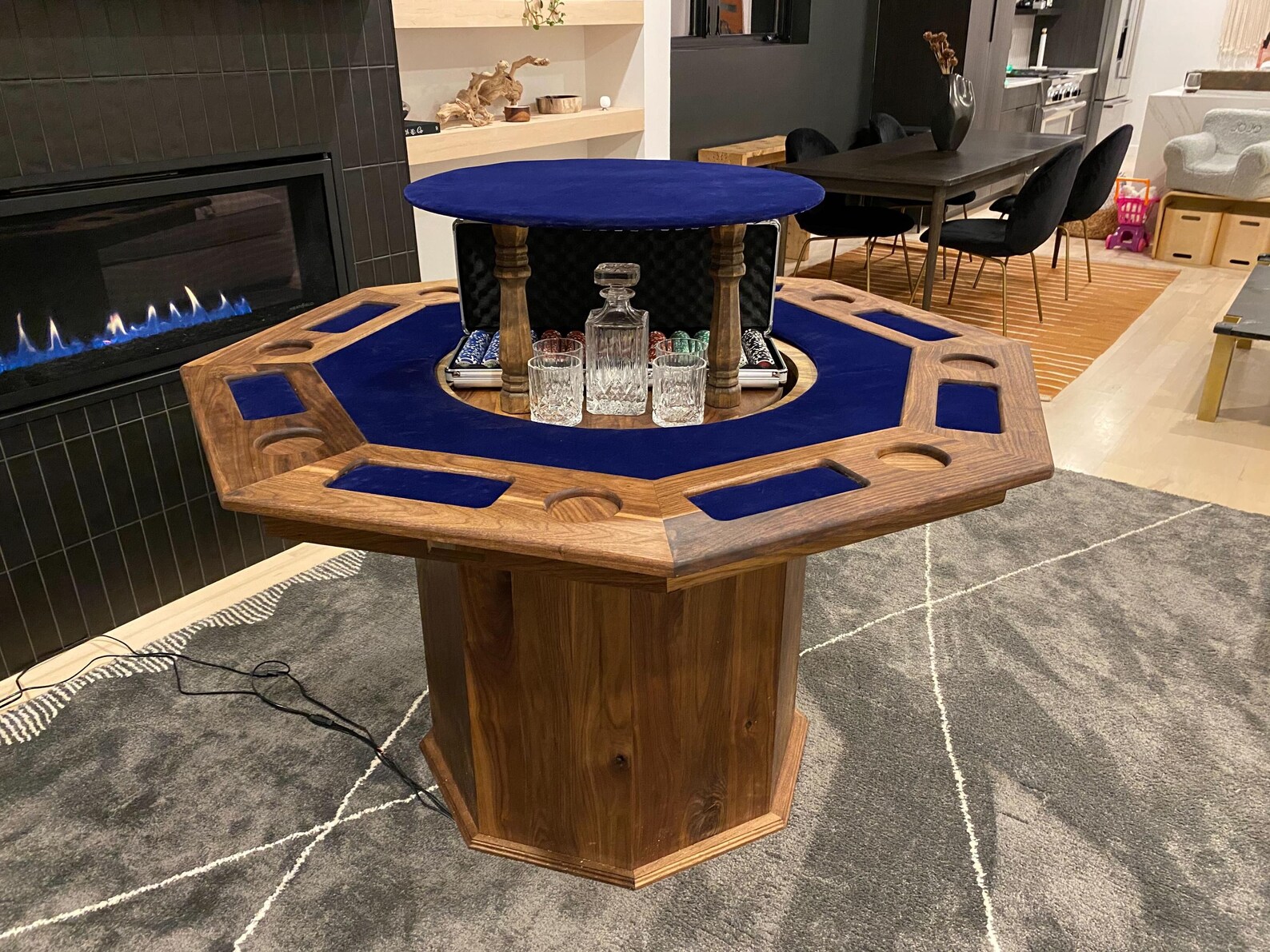The Ultimate Poker Experience: Custom Walnut Poker Table With Rising ...