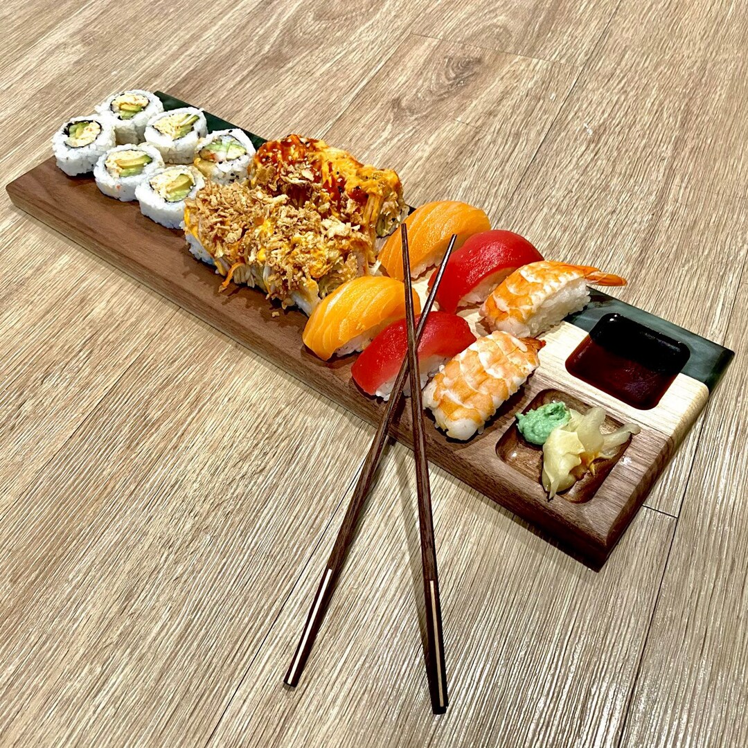 Sushi Board With Custom Chopsticks - Etsy